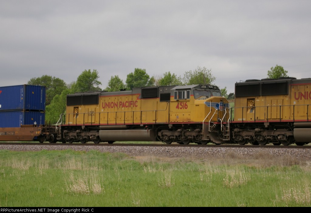UP 4516 Is #3 On A EB Container Train